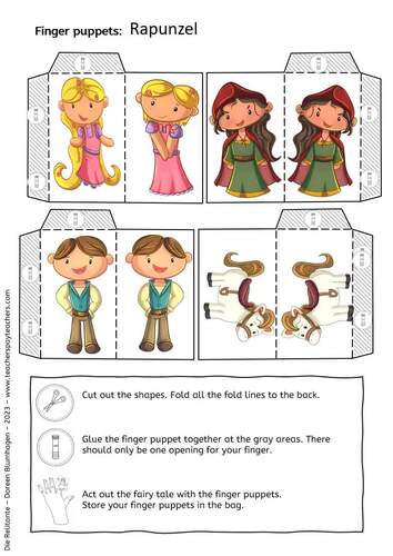 Rapunzel - Fairy Tales- finger puppets - Brothers Grimm by Die Relitante