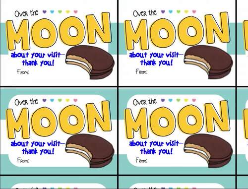 Moon Pie Guest Reader Appreciation Gift Tag- Over the MOON about your ...