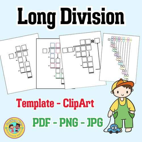Long Division Templates by 1,2 digit - Math Clip Art by More Smiling Kids