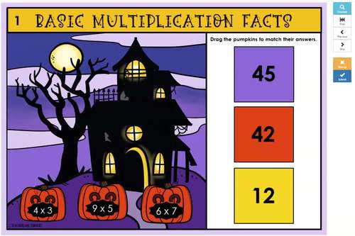 BOOM Cards Halloween Multiplication and Division Facts Self-Checking ...