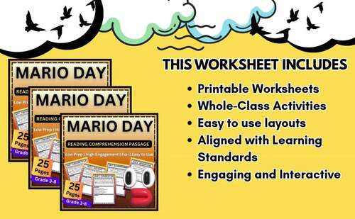 Mario Day Reading Activities | 3rd Grade, 4th Grade, 5th Grade,6th ...