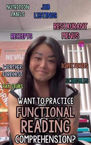 Functional Reading Life Skills Worksheets BUNDLE | TPT