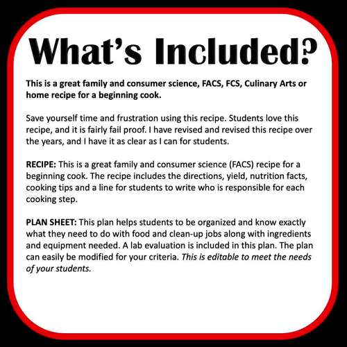 Pancake Recipe | FACS, FCS, Culinary Arts, Life Skills | TPT