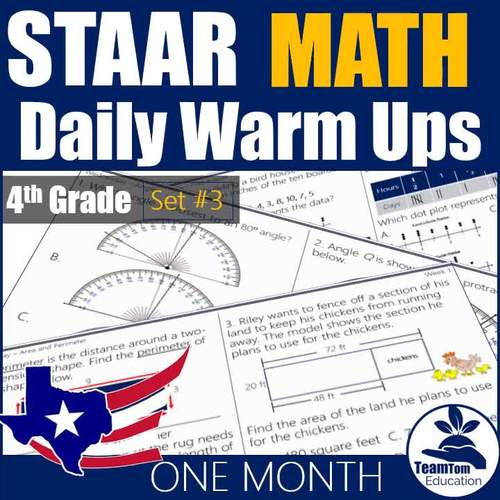 STAAR Math Daily Warm Ups Grade 4 Set #3 by Team Tom | TPT
