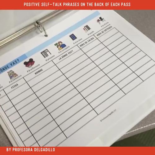 Six Spanish Bathroom & Hall Passes & Log Kit by Profesora Delgadillo