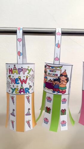 New Year Windsock Craft – Cut, Color & Hang Winter Art Activity for Kids