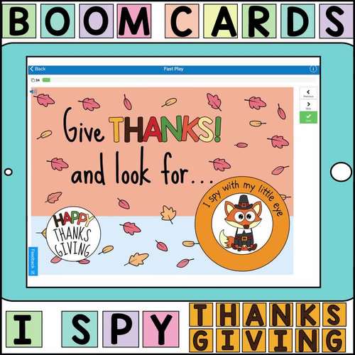 Boom Cards | Thanksgiving I Spy Using Flashlight by Unstoppable Learning