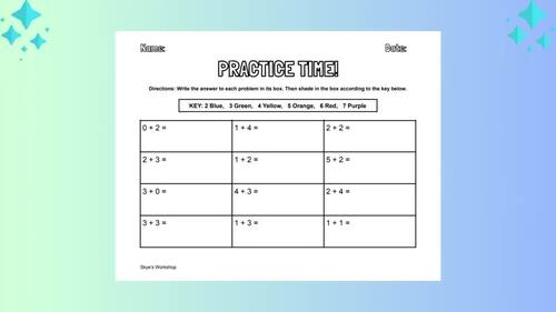 Practice Time Basic Addition Facts BUNDLE by Skye's Workshop | TPT