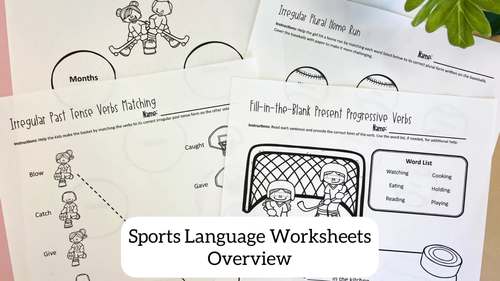 Sports Language Worksheets and Activities for Speech Therapy No Prep