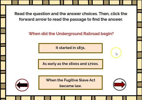 Black History Underground Railroad Activity Scavenger Hunt BOOM Cards