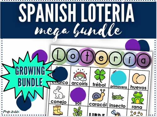 Spanish Verbs & Vocabulary Lotería BINGO 30 Game Bundle by Profe Zulita