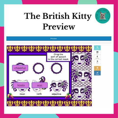 Mardi Gras Nouns Verbs Adjectives Sort Digital Grammar Boom™ Cards