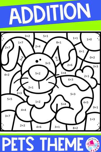 Pets Addition Color by Number by Primary Piglets | TpT