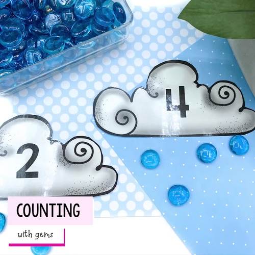 Numbered Clouds Counting Activity - Weather Math Center Fine Motor Counting