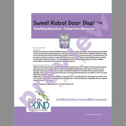 Robot Door Display or Classroom Labels by From the Pond | TpT