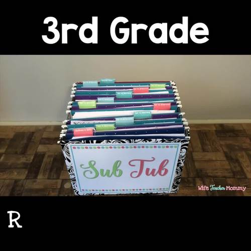 3rd Grade Sub Plans Set #1- Emergency Sub Plans for Distance Learning