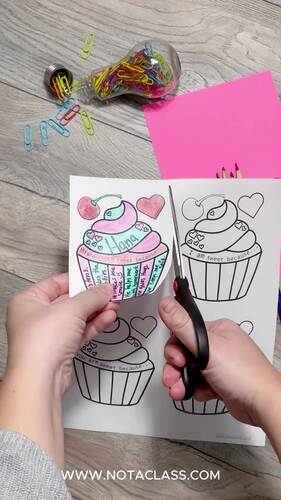 Cupcake Writing & Coloring Activity | Valentine's Day Craft by NOT A CLASS