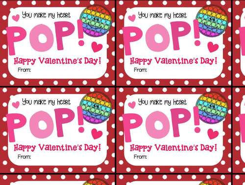 Pop It Fidget Toy Valentine's Day Gift Tag- You make my (our) heart(s) POP!