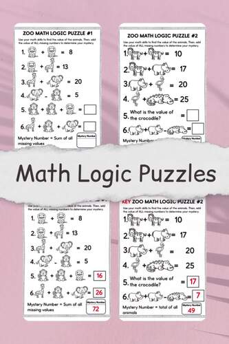 Zoo Math Logic Puzzles|Animal-Themed Critical Thinking Worksheets|1st ...