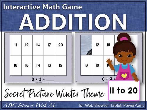 Addition Sums 11 to 20 Interactive Math Game {Reveal Secret Picture Winter}
