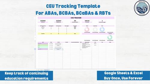 aba bcba CEU Tracker, CEU log, aba bcba therapy, continuing education ...