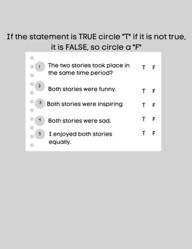 Open Ended Compare and Contrast Comprehension Activity for any Short ...