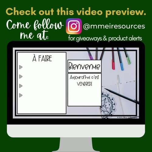 French Daily Slides | September | Back to School | NO PREP by Mme I's ...