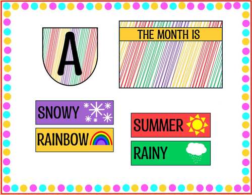 Printable Bright Classroom Calendar Labels, Number Cards, Banners, Labels
