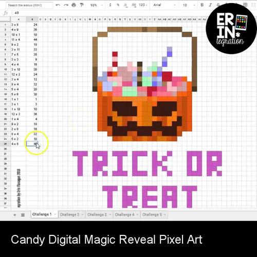 Halloween Pixel Art Addition and Subtraction Facts for Google Sheets