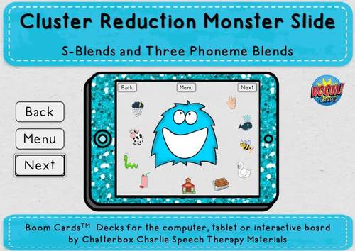 Cluster Reduction S-Blends Monster Slide and Three Phoneme Blends Boom ...