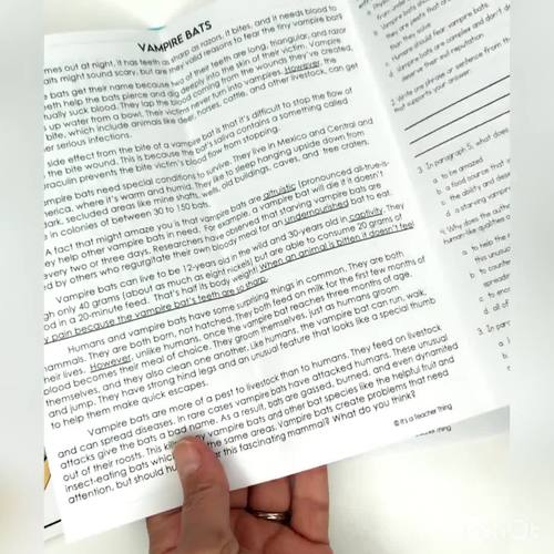 Halloween Reading Passage - Vampire Bats - October Reading Passage
