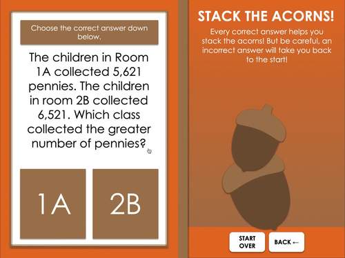 Fall Comparing & Ordering Numbers through Thousands Game for PowerPoint™