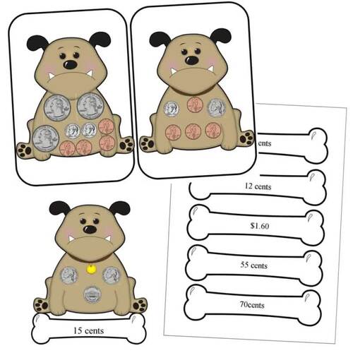 Find a Dog a Bone Money Math Game- USA Printable Money Skills Games
