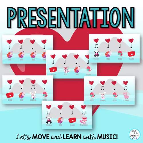 Valentine's Day Rhythm Activities LEVEL 1 : Google Apps Drag & Drop Slides