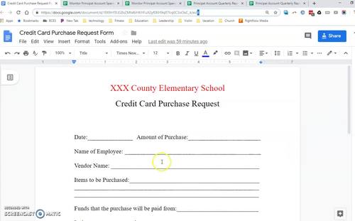 Monitor Credit Card Purchases and the Principal's Account