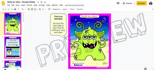 Build an Alien - Digital Art and Creative Writing Activity for Google ...