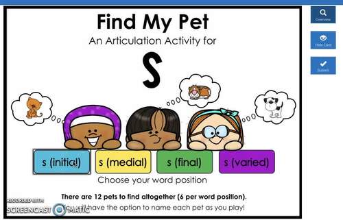 Boom™ Cards Pet Theme Digital Articulation Activity for TH : Find My Pet
