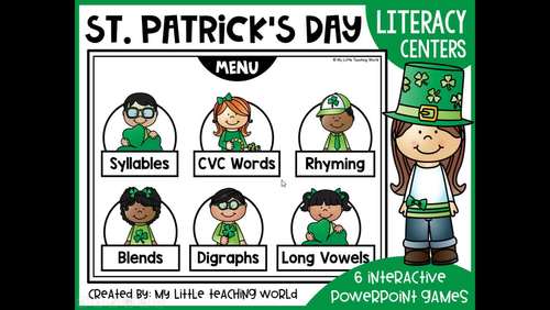 St. Patrick's Day Digital ELA Centers by My Little Teaching World