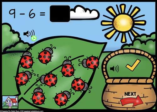 Subtraction Boom Cards for Spring - Number line - story problems Audio ...