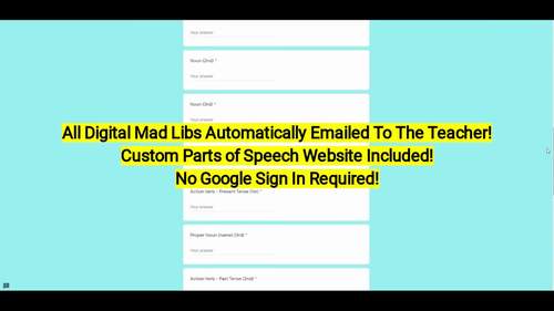 Back To School Mad Lib (Parts of Speech) /All Digital by K's Digital Store