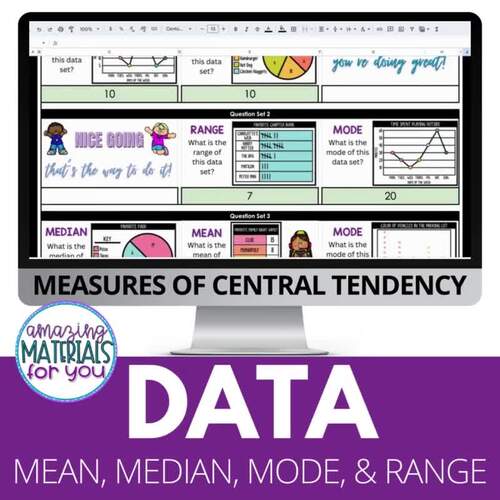 Mean Median Mode and Range Google Sheets™ Early Finishers Choose 2 Activity