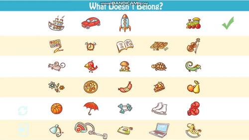 Logic game of finding an unsuitable item in the series for SMARTboard or PC