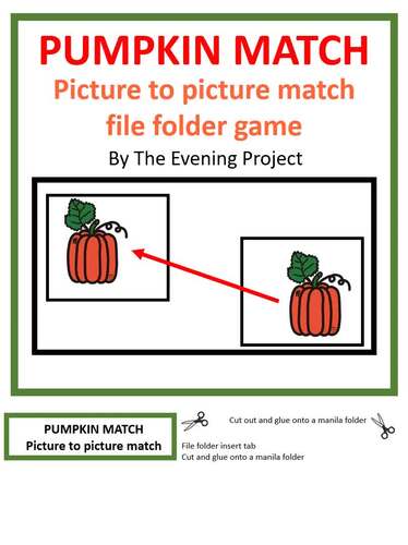 Pumpkin match file folder game for Kindergarten & Special Education ...