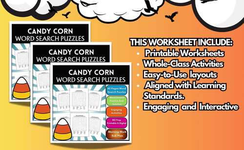 Candy Corn Word Search Activities Morning Work 3rd,4th,5th,6th,7th,8th ...