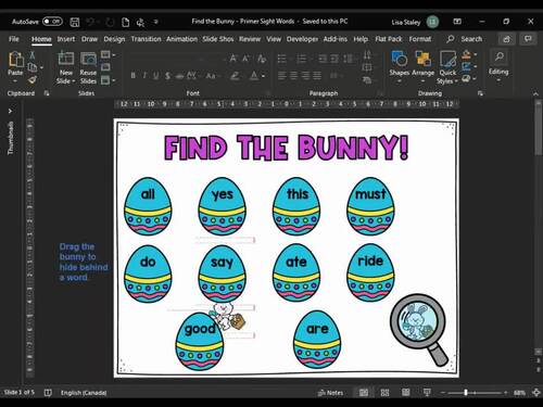 Kindergarten Sight Words | Easter Digital Hide & Seek – Easter Bunny