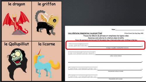 Core French Imaginary Creatures Unit: Final Written Assessment Helping PP