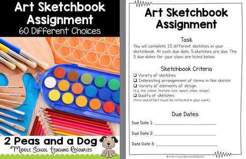 Art Sketchbook Assignment by 2peasandadog | Teachers Pay Teachers