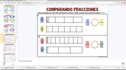 Fracciones con el mismo numerador - Comparing Fractions in Spanish