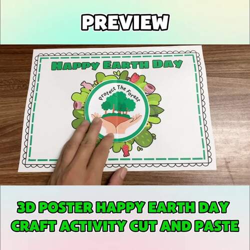 3D Poster Happy Earth Day Craft Activity Cut and Paste by Study Mart