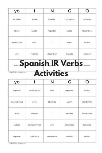 Spanish IR Verbs Activity: Bingo by Real Life Language | TpT